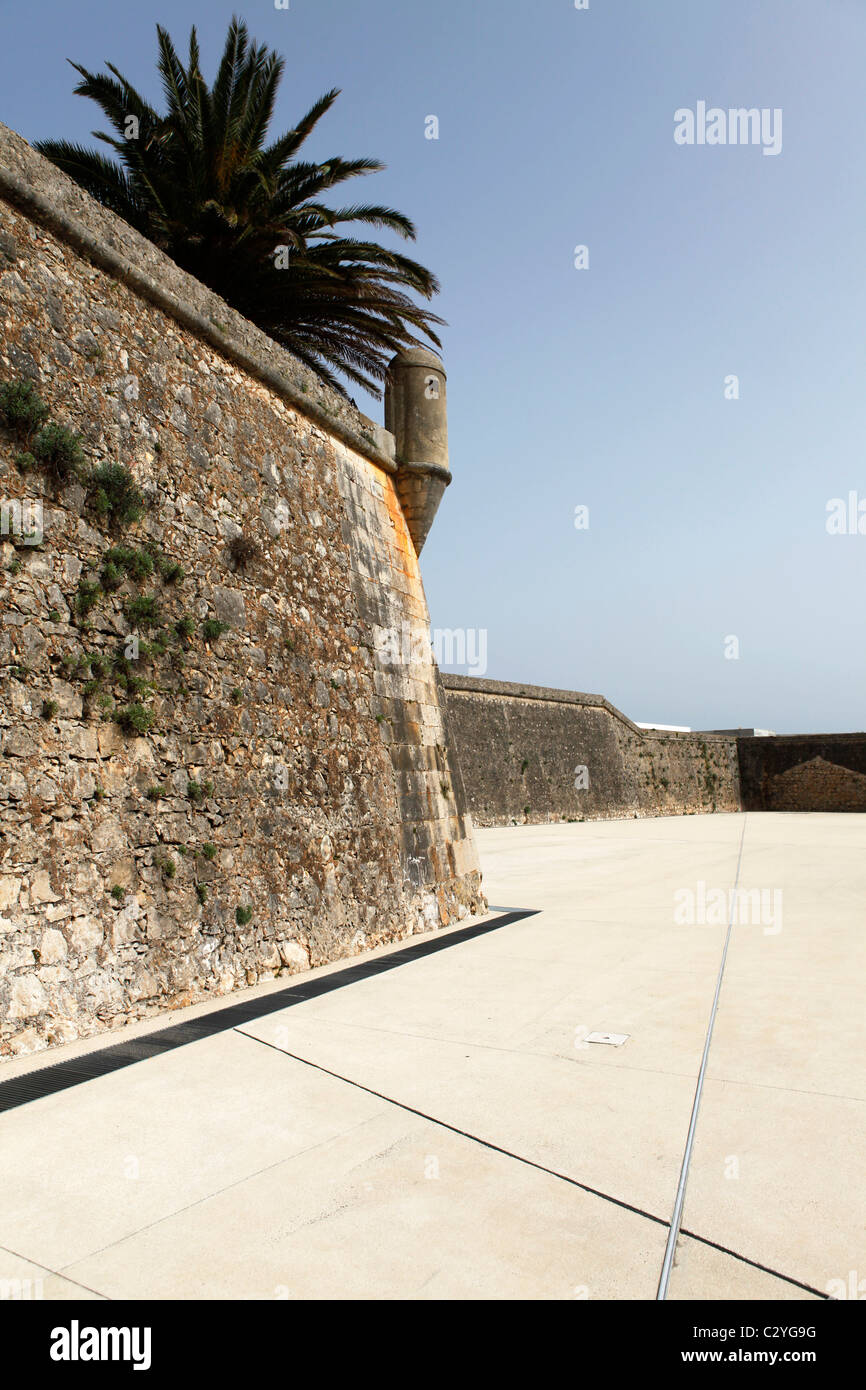 The walls of the Citadela (Fortress) in Cascais, Portugal Stock Photo ...