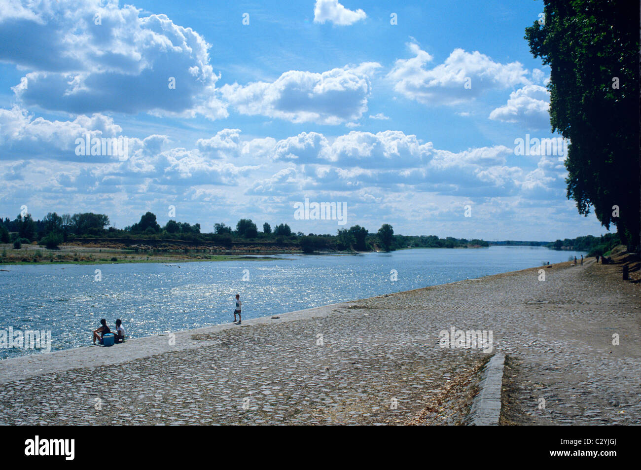 Cobbled Quay on the River Loire Stock Photo - Alamy
