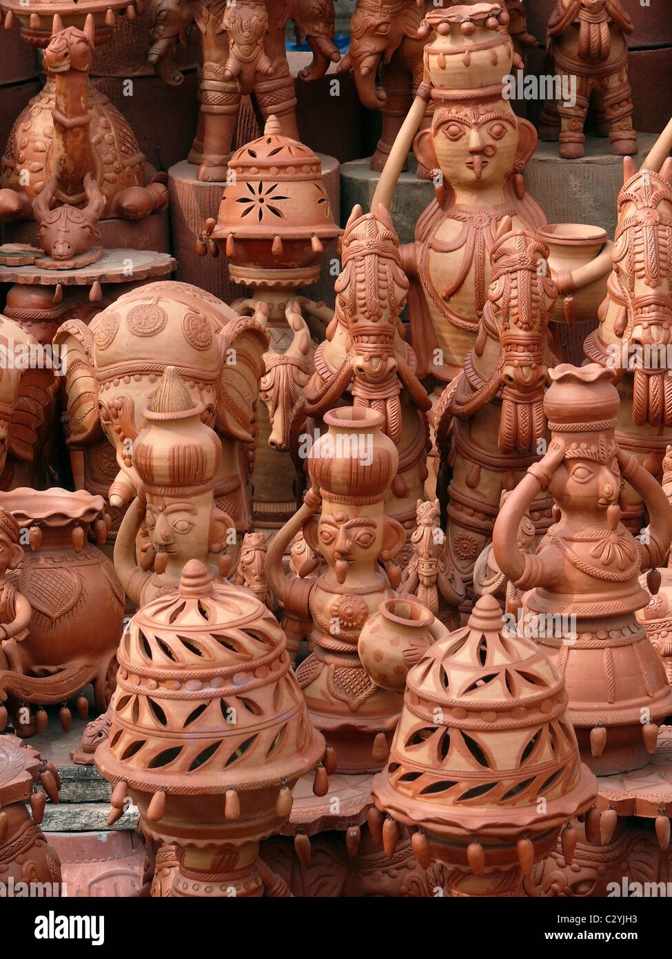 Terracotta Items displayed at marketplace, Pune, Maharashtra, India ...