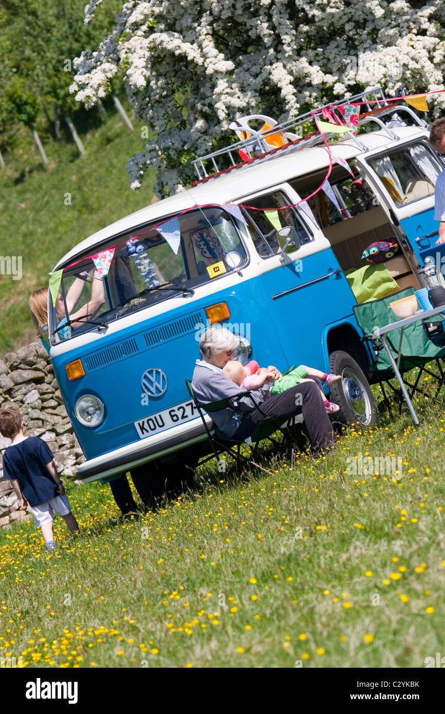 Blue VW Camper Van in the Scottish Borders Stock Photo - Alamy
