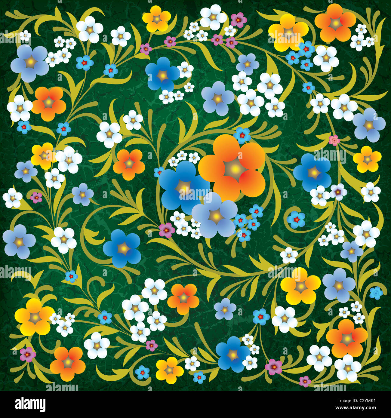 abstract grunge green background with spring flowers Stock Photo - Alamy