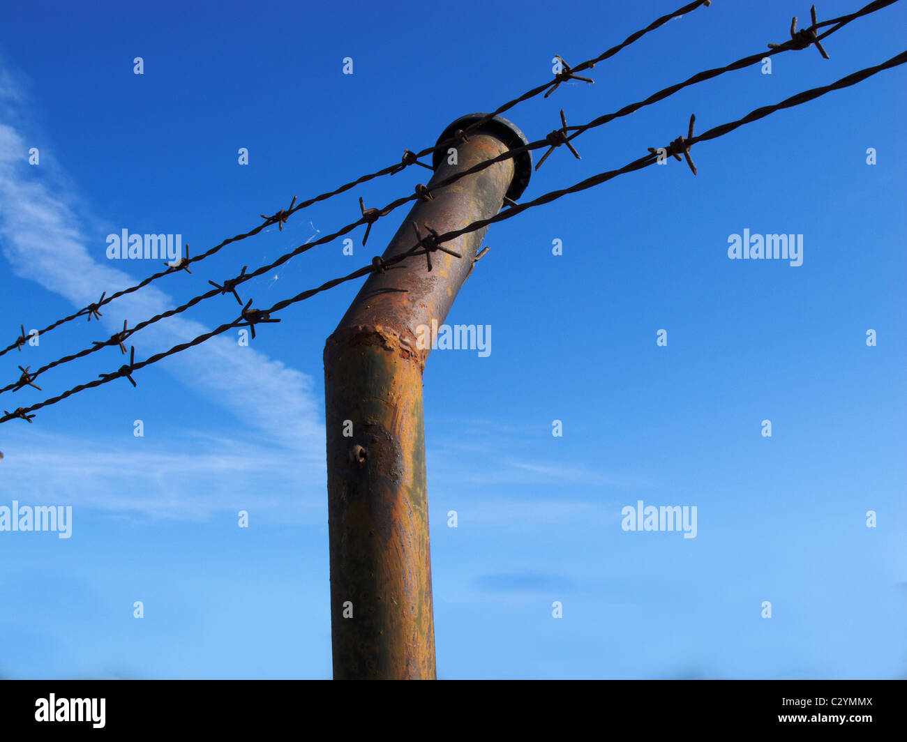 Barbed wire for security at a military base Stock Photo - Alamy