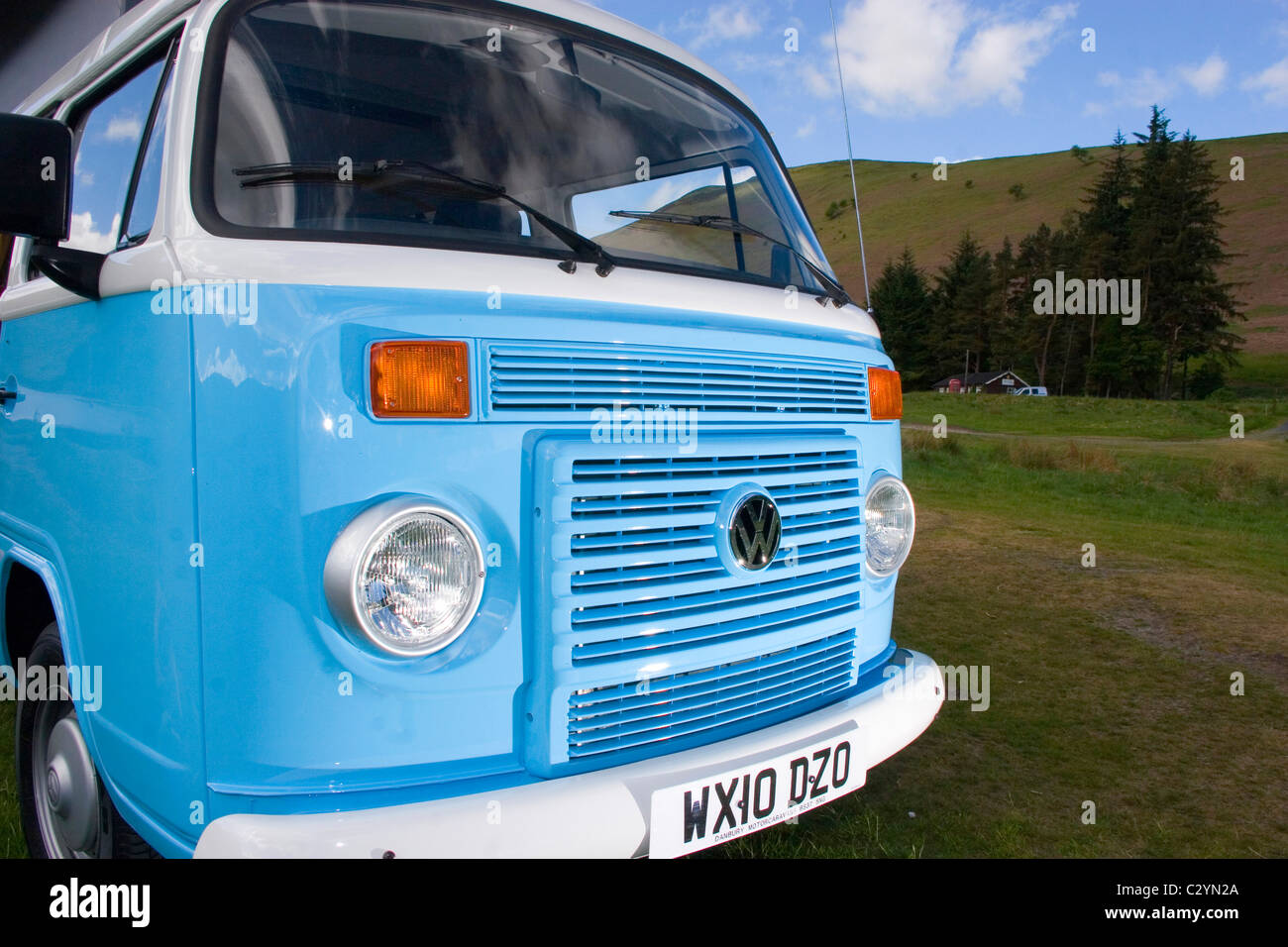Blue VW Camper Van in the Scottish Borders Stock Photo - Alamy