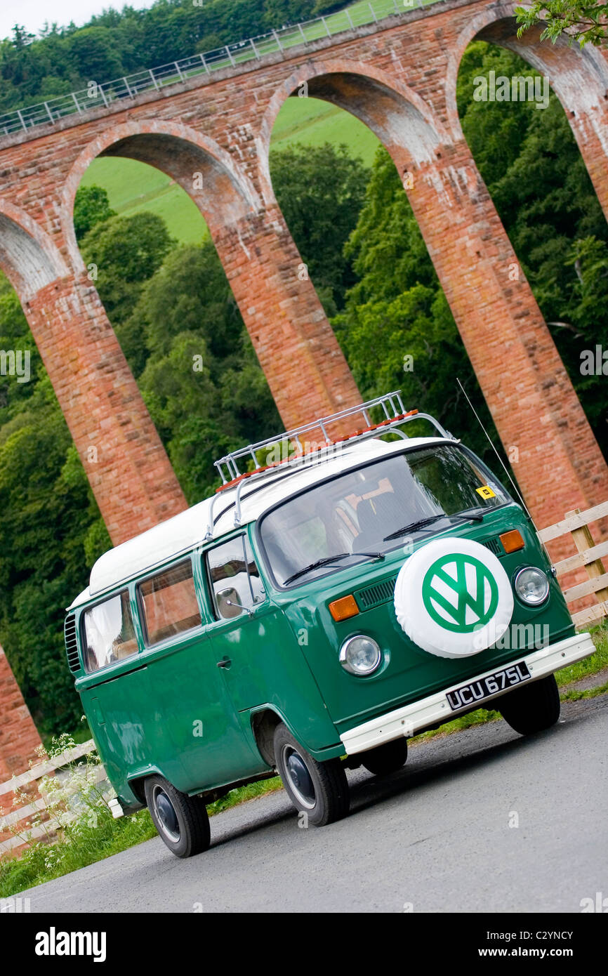 Green VW Camper Van in the Scottish Borders Stock Photo - Alamy