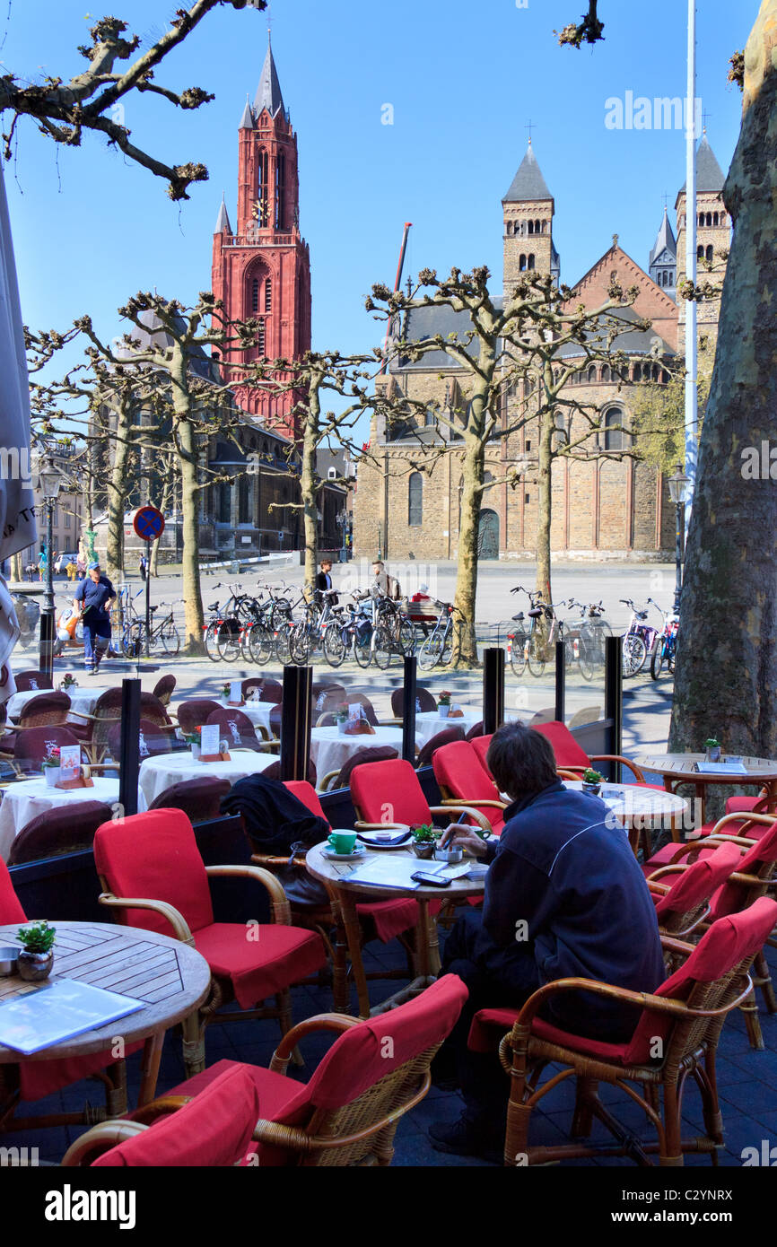 Churches of Basilica of Saint Servatius and Sint Janskerk viewed from a ...