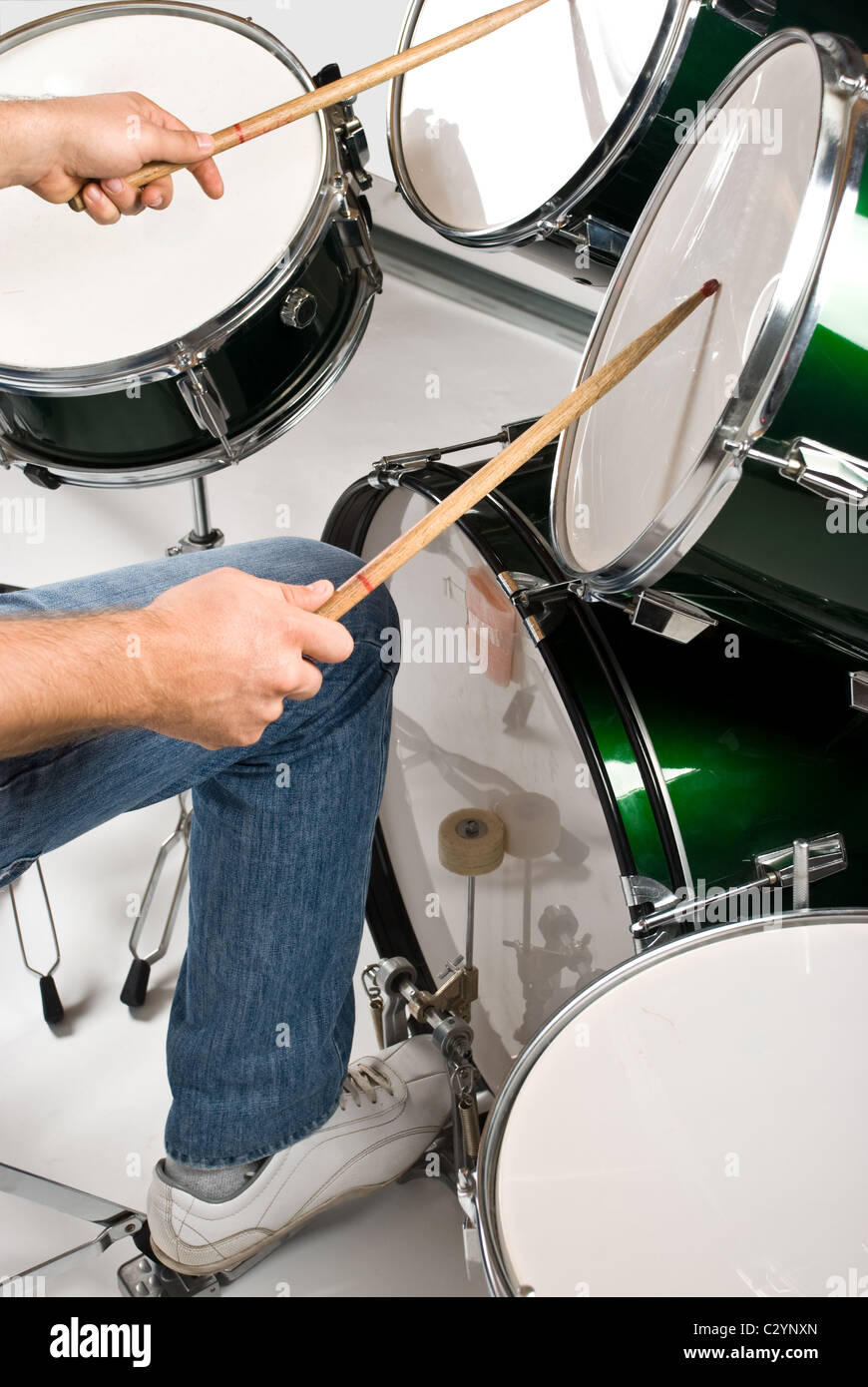 Part of body drummer playing on drum set Stock Photo - Alamy