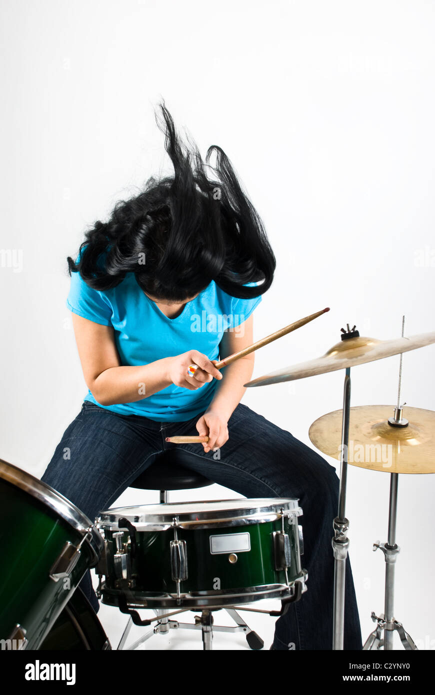 Drummer long hair hi-res stock photography and images - Alamy