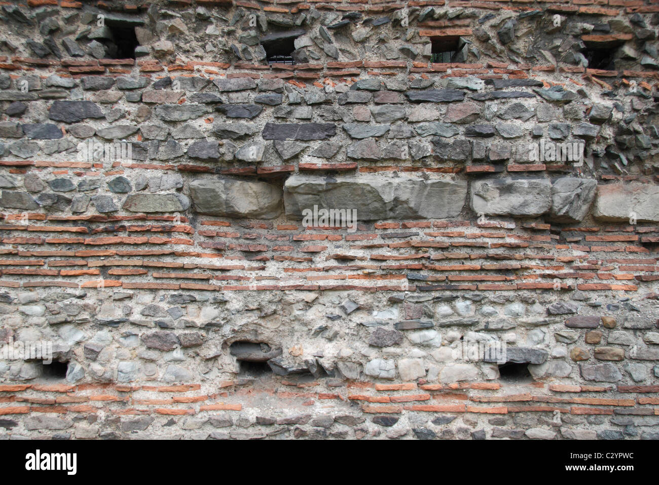 Close up view of the brickwork on The Jewry Wall Roman remains in ...