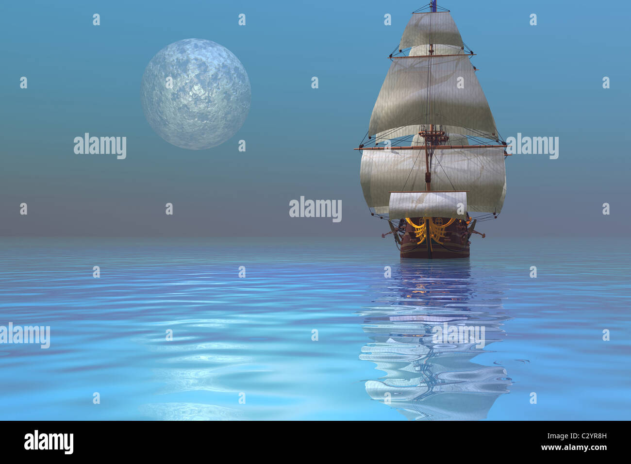 Ship Pirates Fly Moon