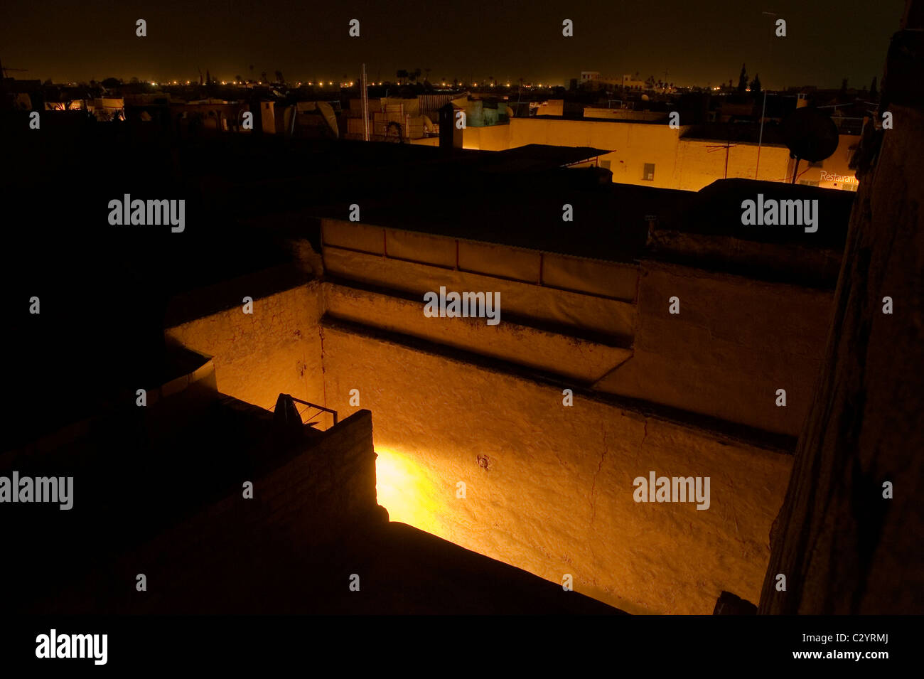 Marrakech, Morocco,15-4-2011. View across rooftops in the Medina at ...