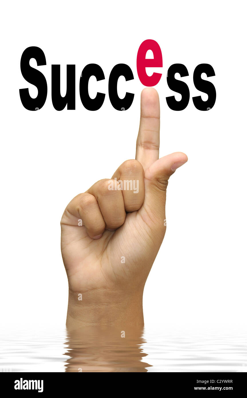 Hand with success word isolated in white Stock Photo - Alamy