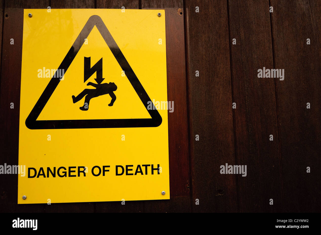 Yellow danger sign - copy space Stock Photo - Alamy