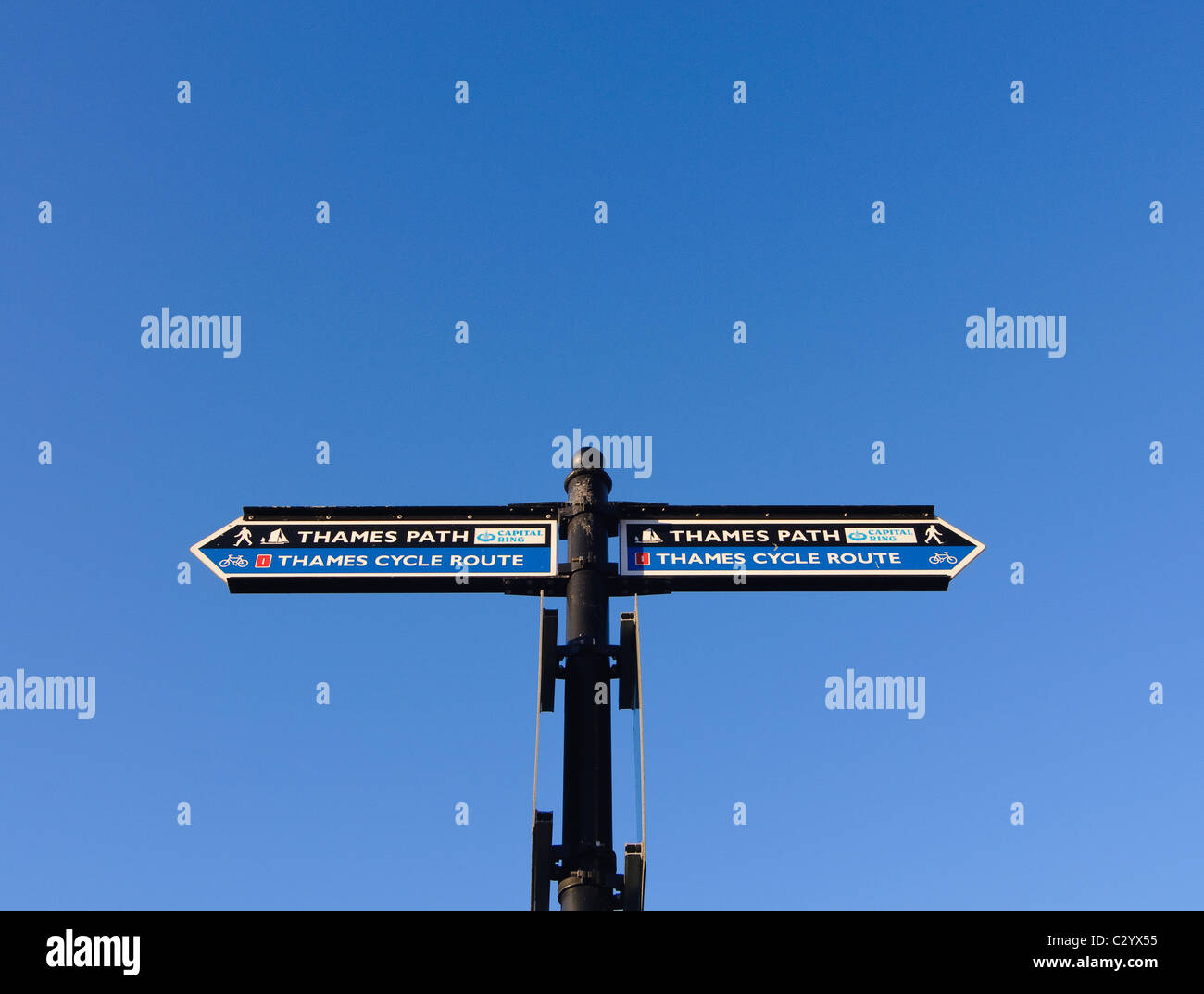 SIgn on the Thames Path, London Stock Photo - Alamy