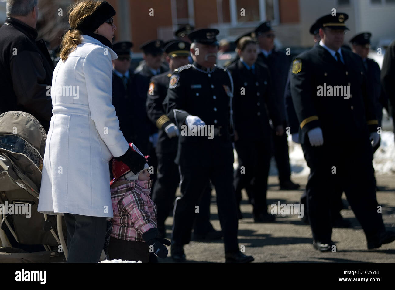 The funeral procession of volunteer firefighters Ken Rae and Raymond ...