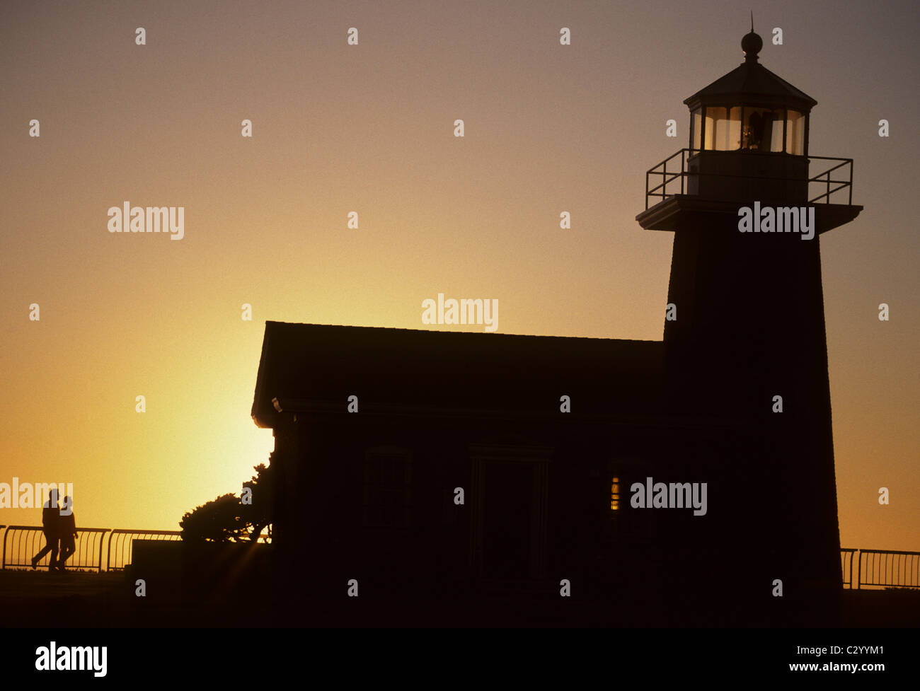 Walking by Lighthouse, Sunset, Santa Cruz, California Stock Photo - Alamy