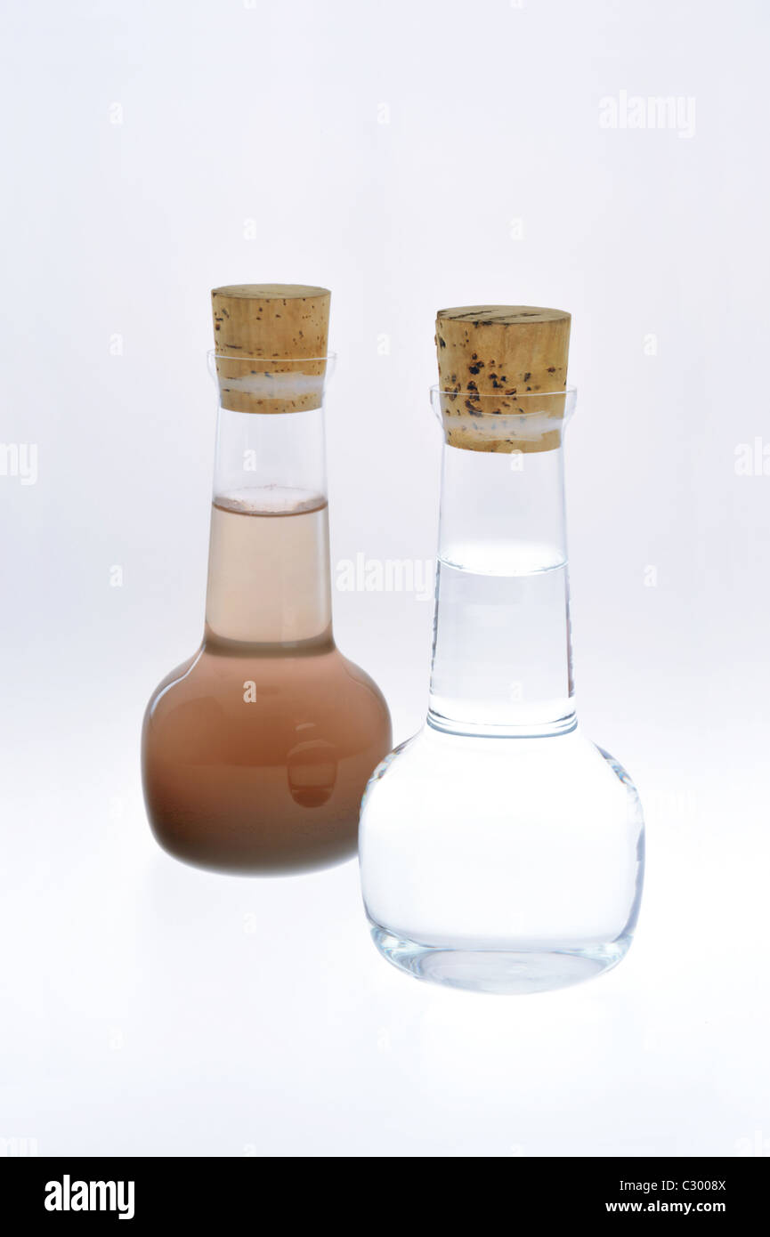 Sample of clean and dirty water isolated on white background Stock ...