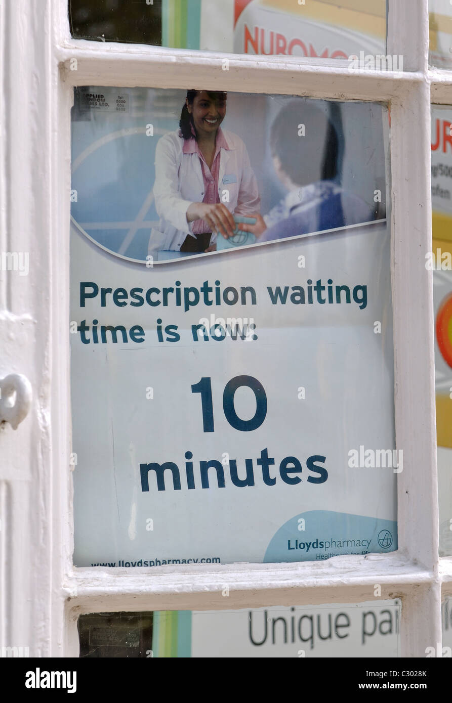 Prescription waiting time notice Stock Photo - Alamy