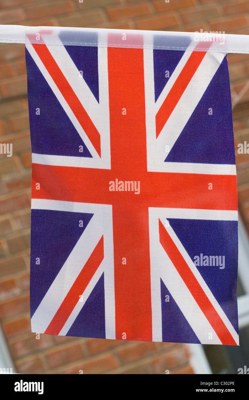 Union Jack Bunting on Red Brick Stock Photo - Alamy