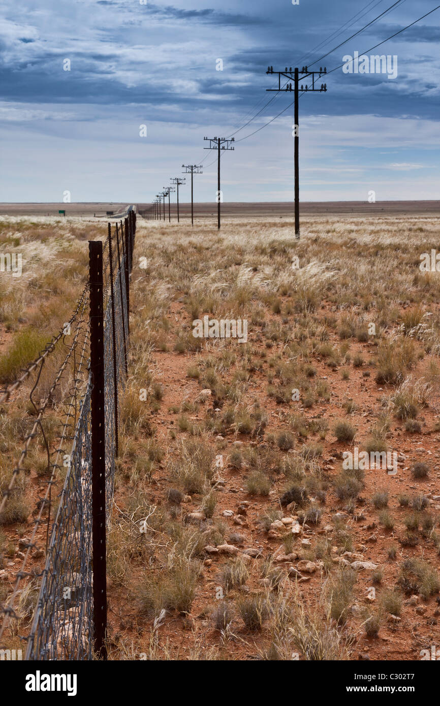 Farm fences across the Kalahari, Northern Cape, South Africa Stock ...