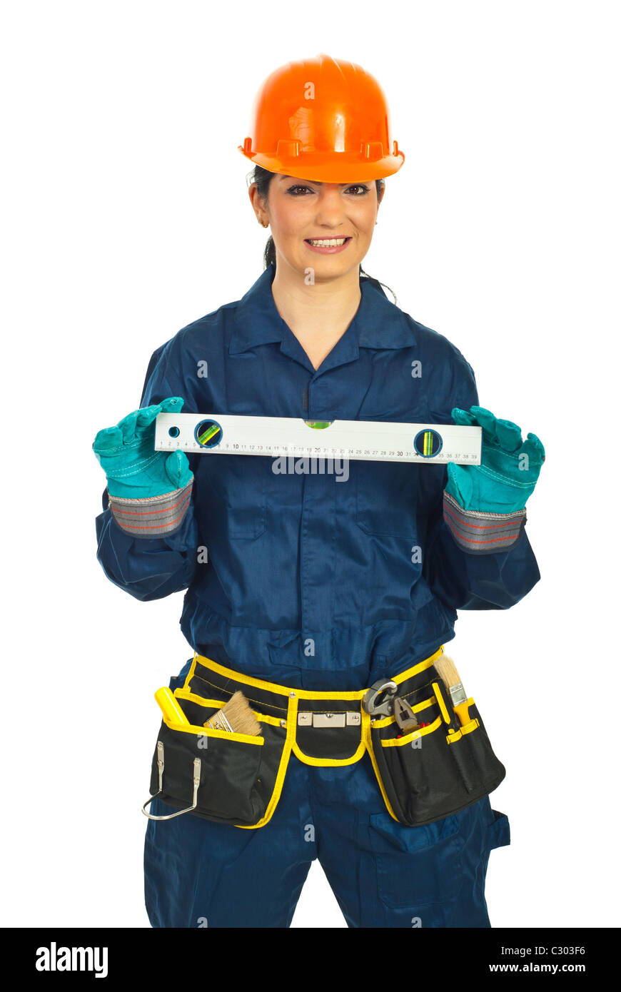 Woman holding ruler isolated on hi-res stock photography and images - Alamy