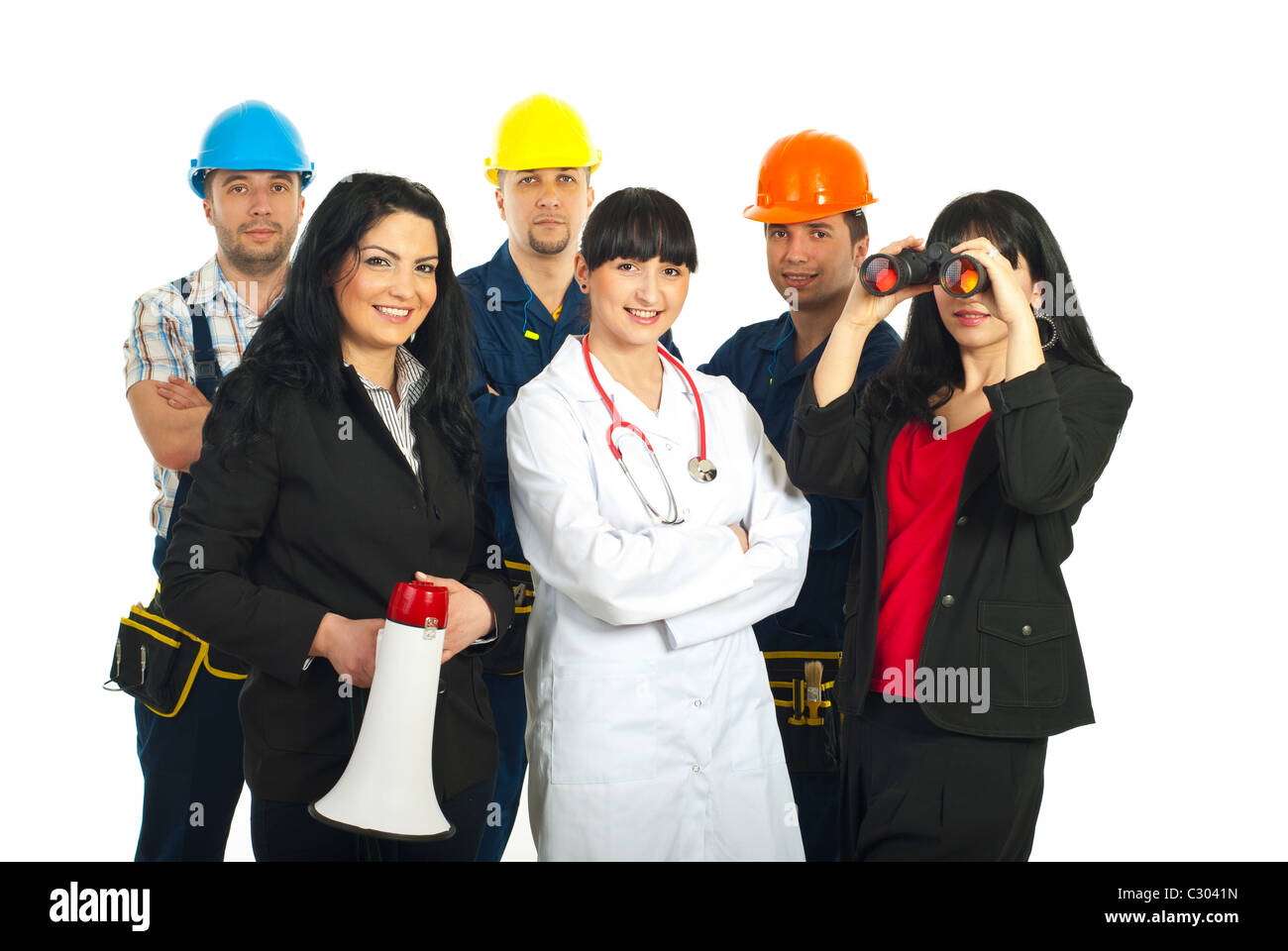 Different six workers people isolated on white background Stock Photo ...