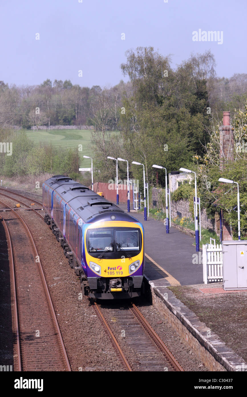 First Trans Pennine Express diesel multiple unit leaving Silverdale ...