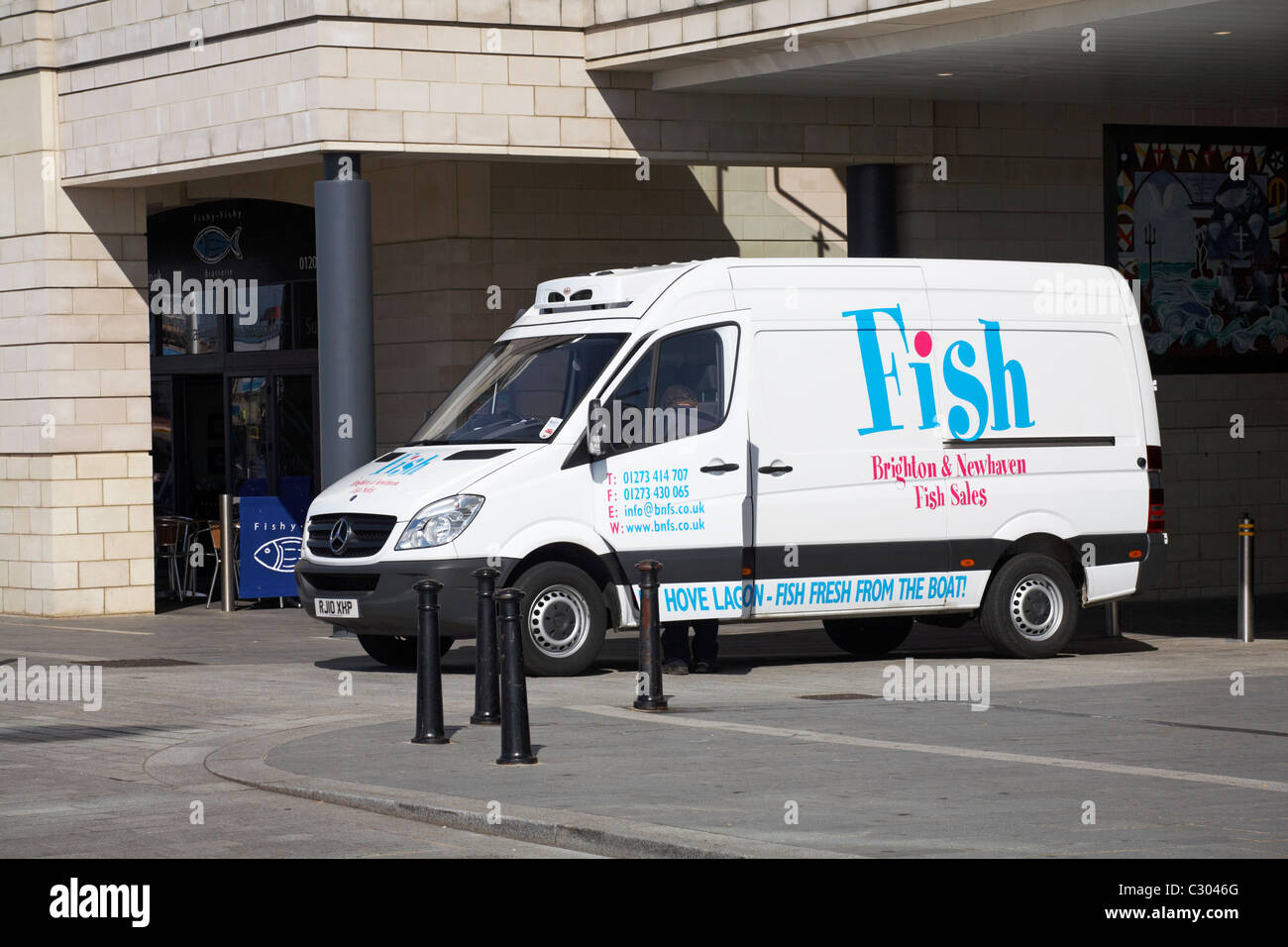 Fish van Brighton & Newhaven Fish Sales parked outside fish restaurant ...