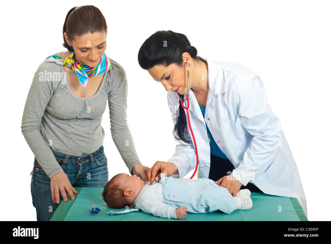 Doctor woman examine newborn baby in her office Stock Photo - Alamy