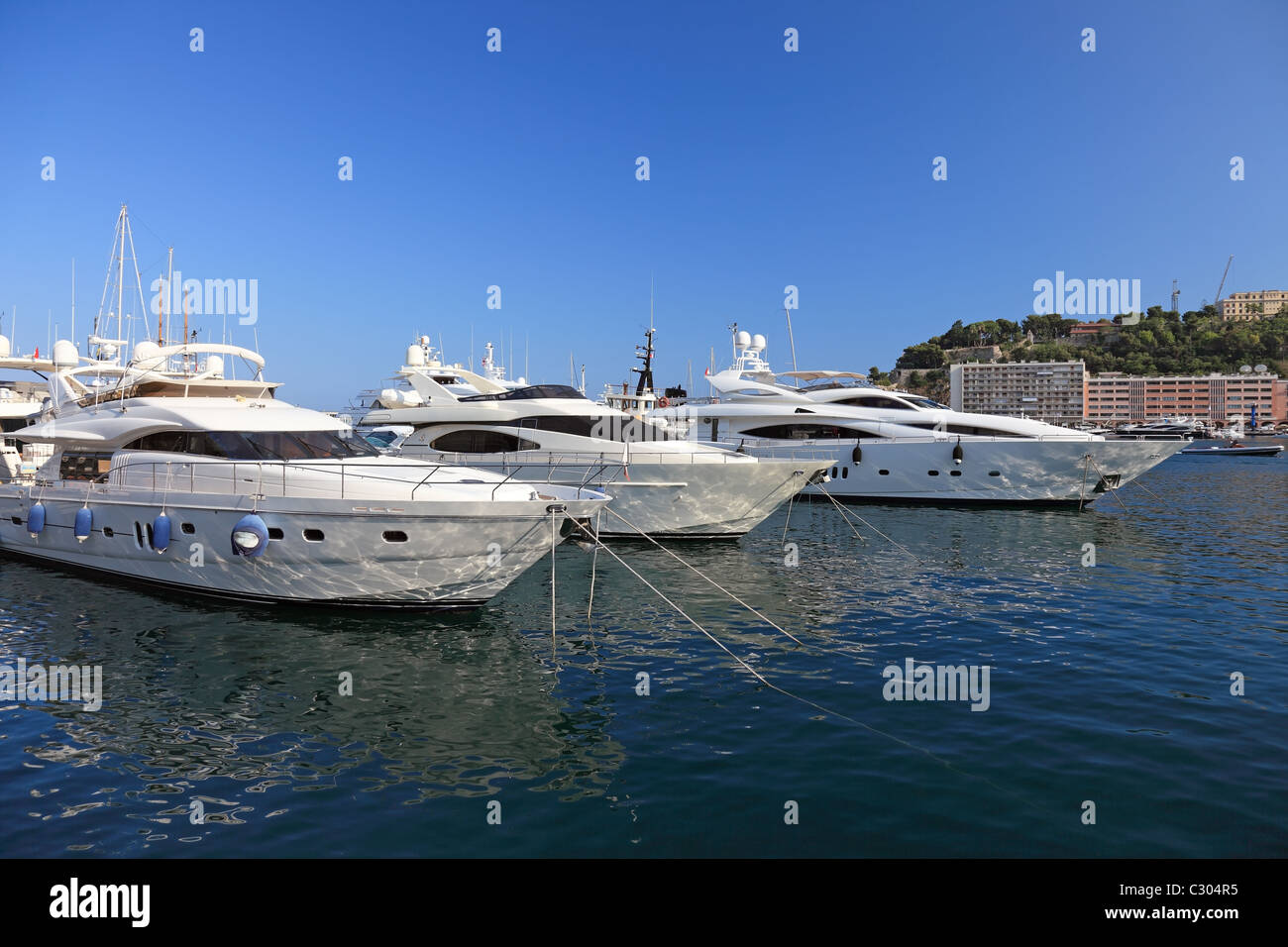 Very expensive luxury yachts in harbor of Monaco principality Stock ...