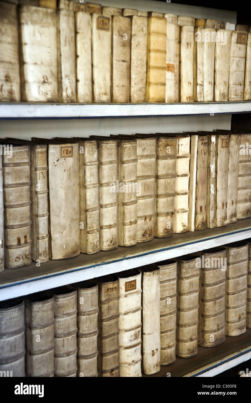 Old books in a library Stock Photo - Alamy