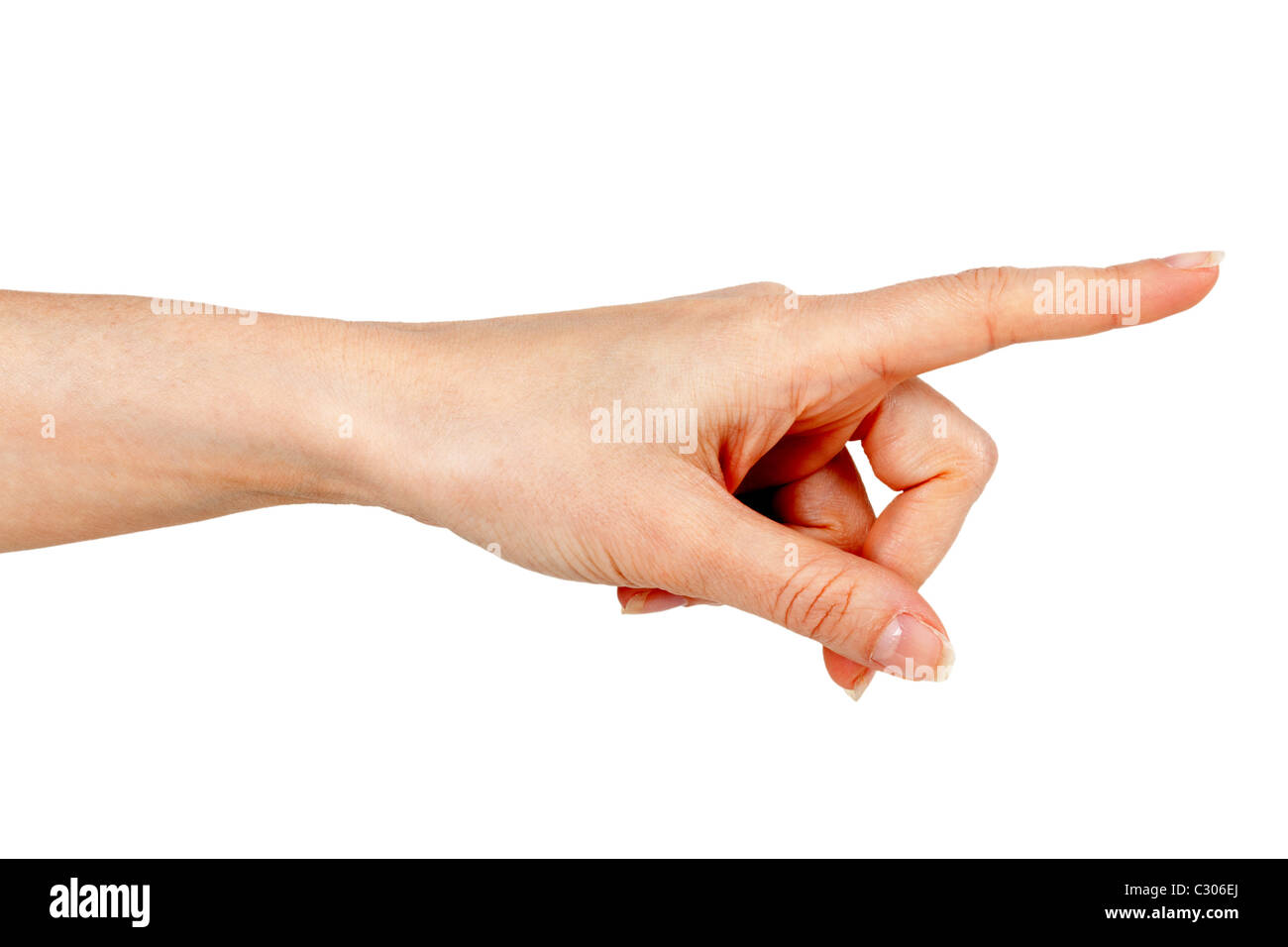 woman's hand, palm outstretched on a white background Stock Photo - Alamy