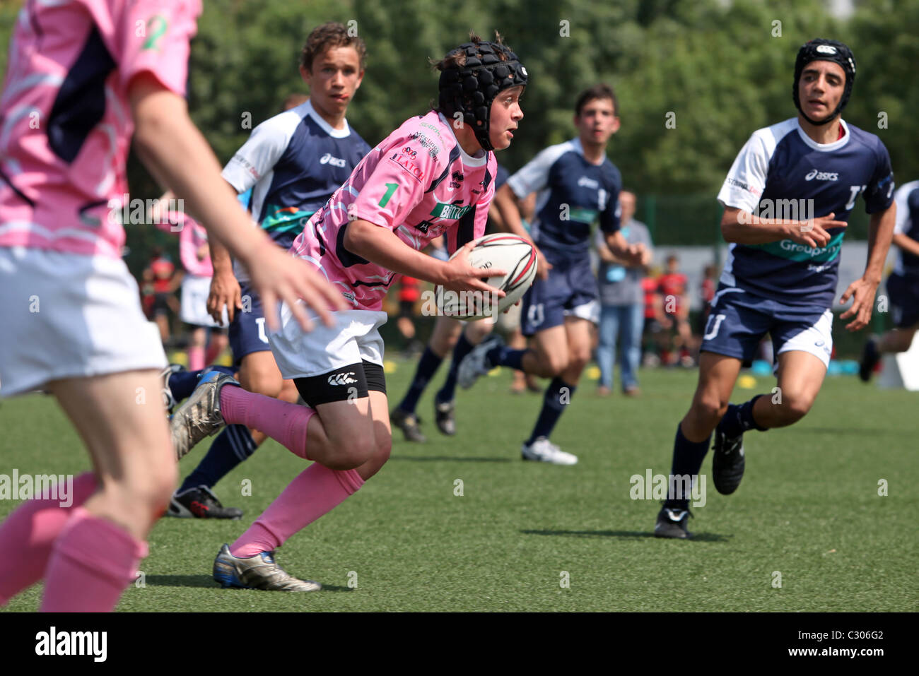 Young boys playing rugby at the Portugal Rugby Youth Festival 2011 ...