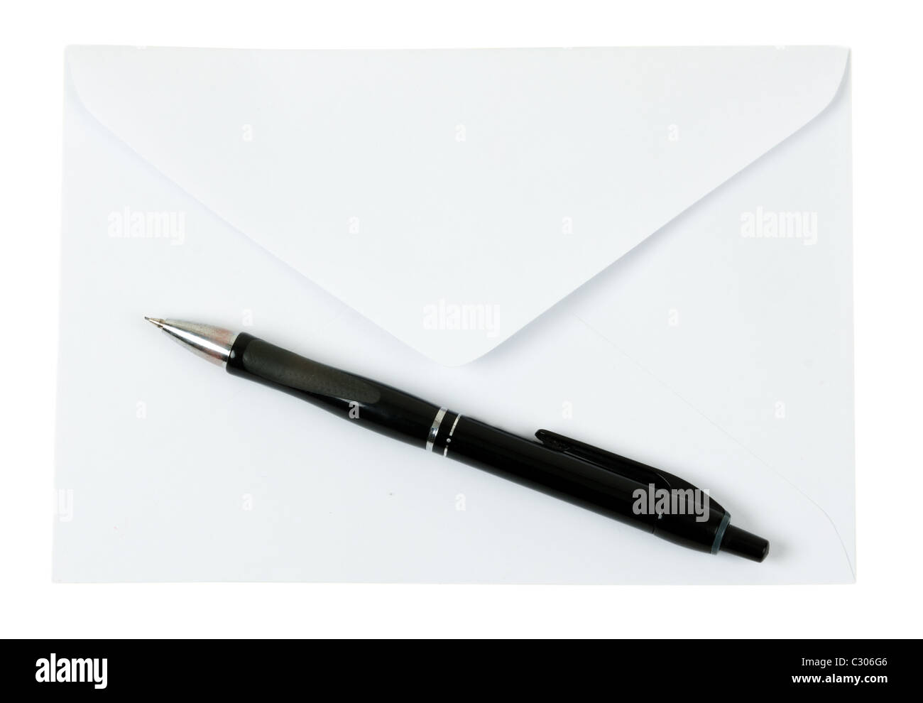 pencil on a blank envelope isolated on a white background Stock Photo ...