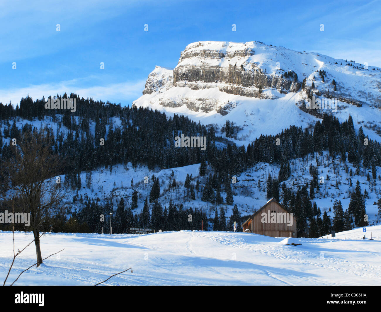The Alpstein mountain range above the Schwendisee, Alt Sankt Johann CH ...