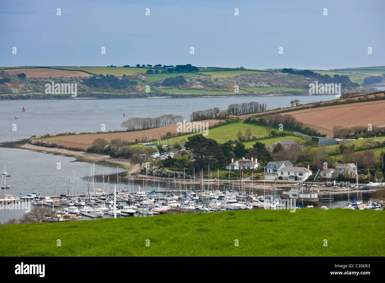 Yachting marina bay, Helford Estuary, in Cornwall, UK Stock Photo - Alamy