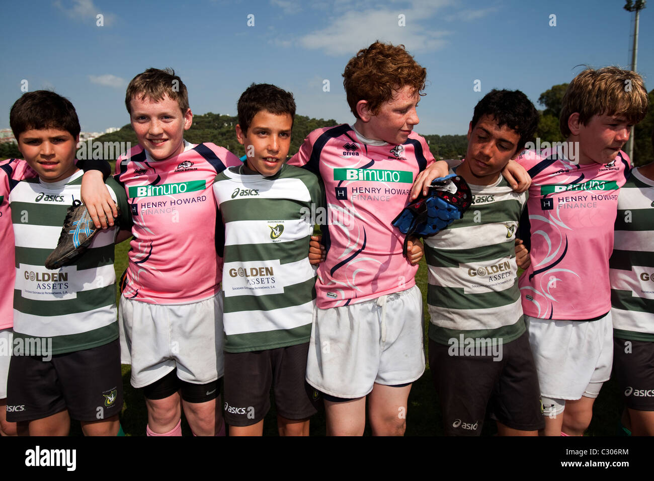 Portuguese and English boys after rugby match at the Portugal Rugby ...