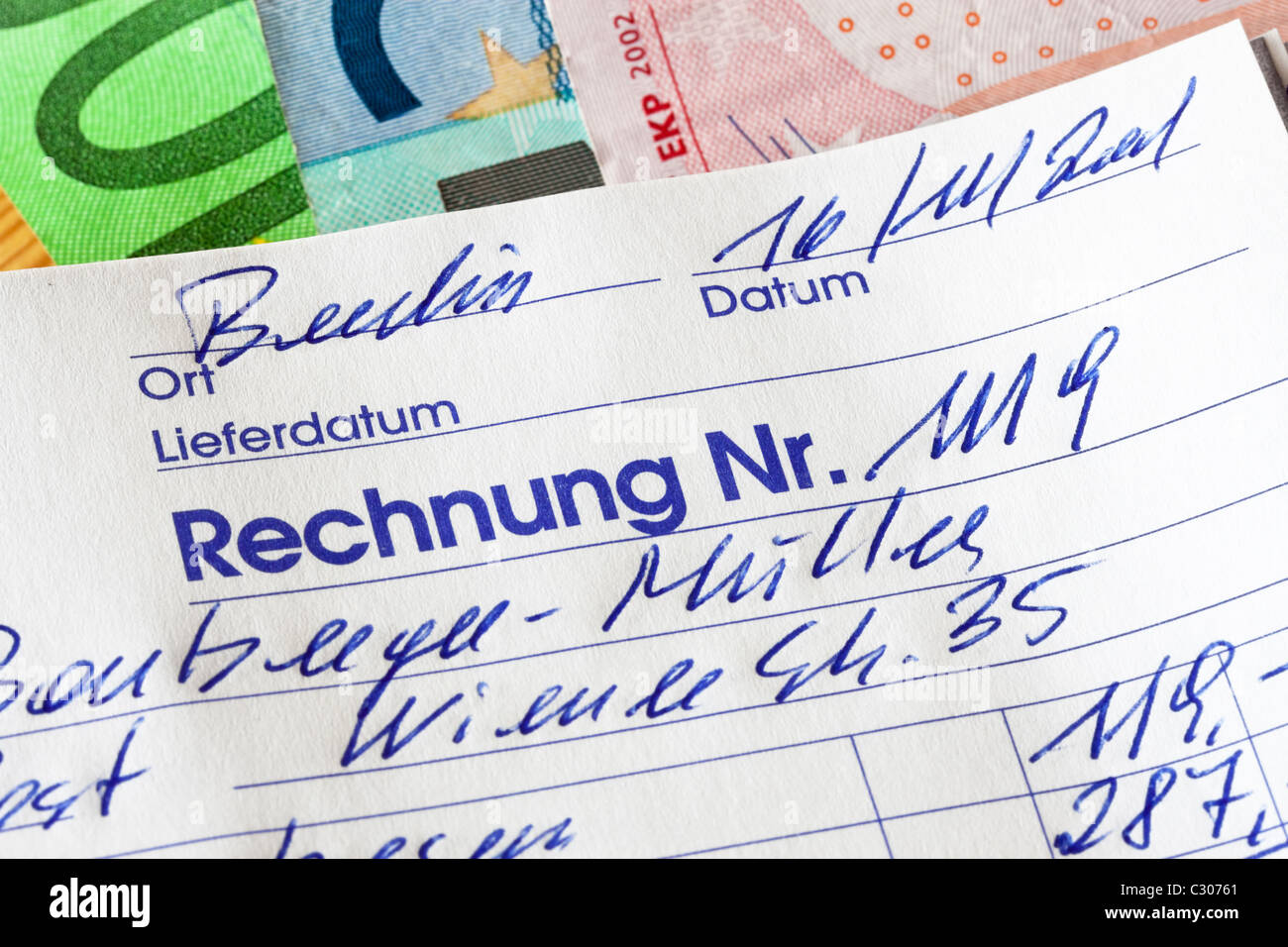 Handwritten statement accounting document Stock Photo - Alamy