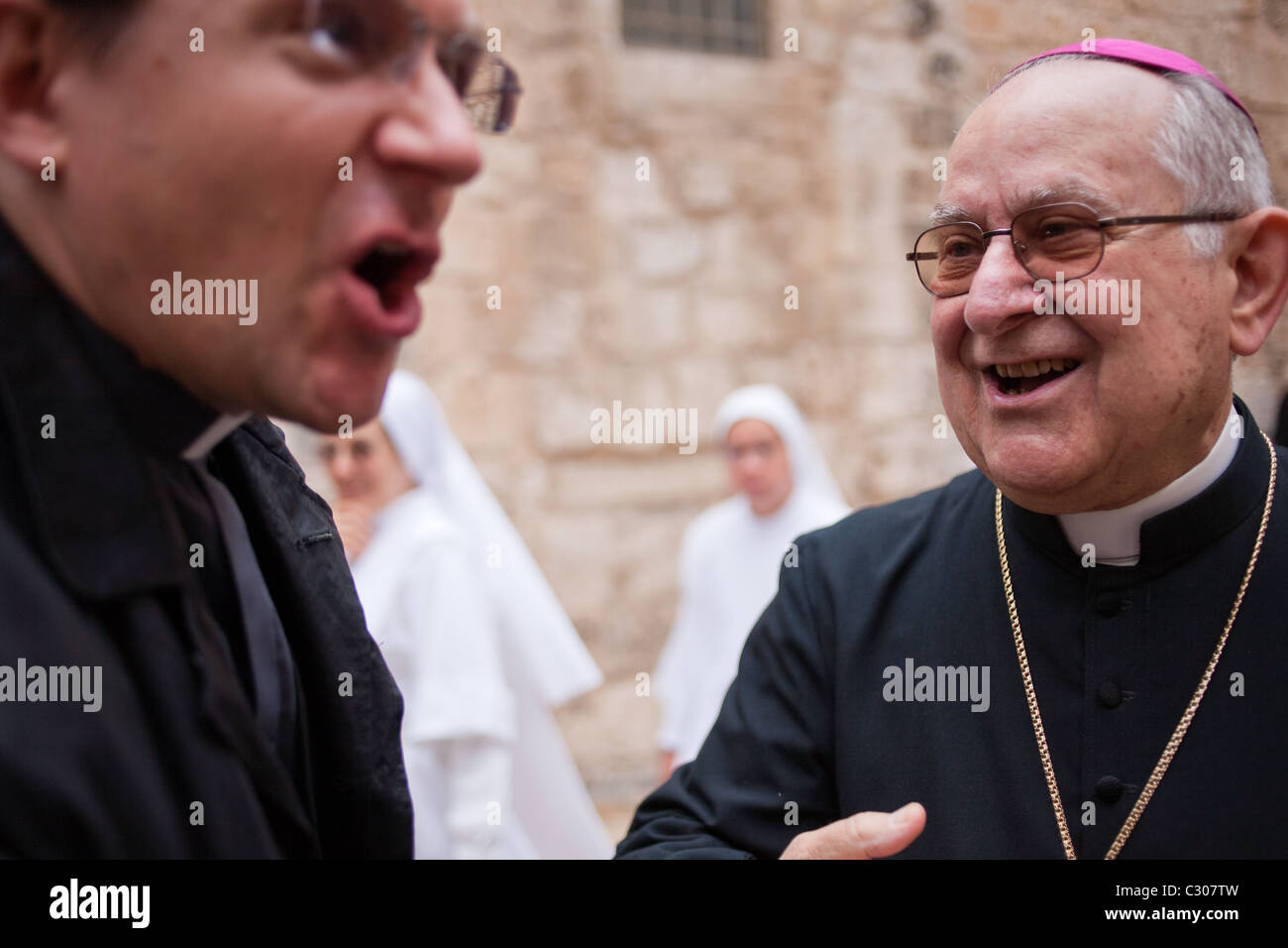 Happy faces of priests at The Church of The Holy Sepulchre on Good ...