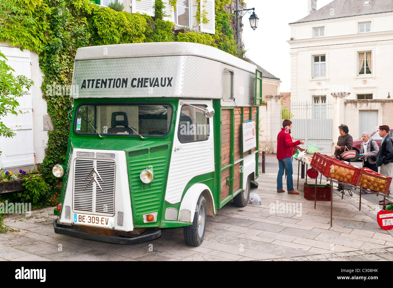 French corrugated metal Citroen H Van horse box - sud-Touraine, France ...
