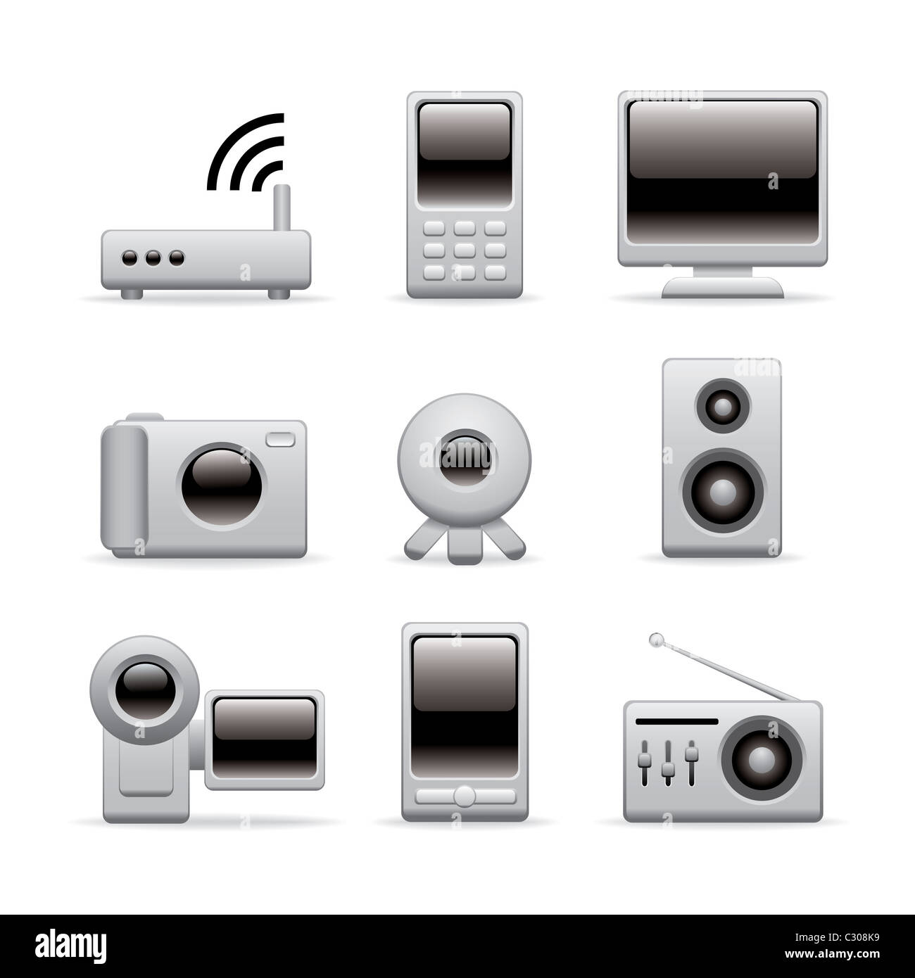multimedia equipment icons for website or presentation Stock Photo - Alamy