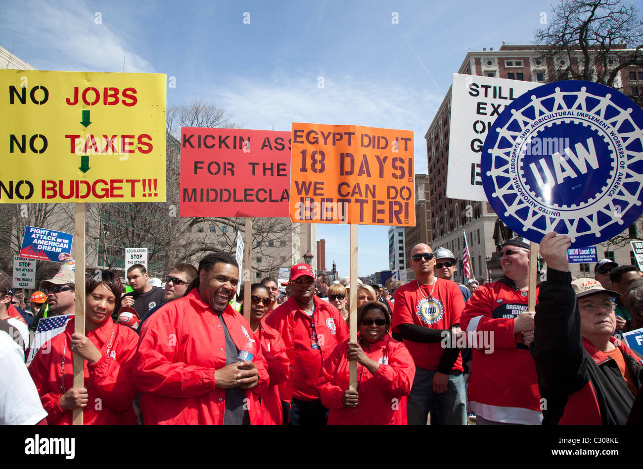 Workers Rally at State Capitol to Protest Budget Cuts Stock Photo - Alamy