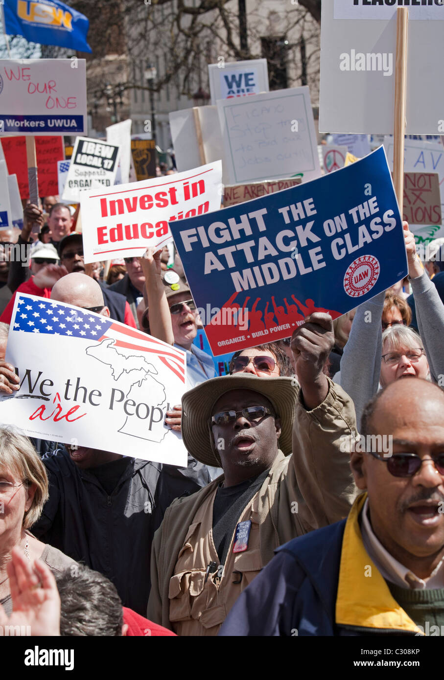 Workers Rally at State Capitol to Protest Budget Cuts Stock Photo - Alamy