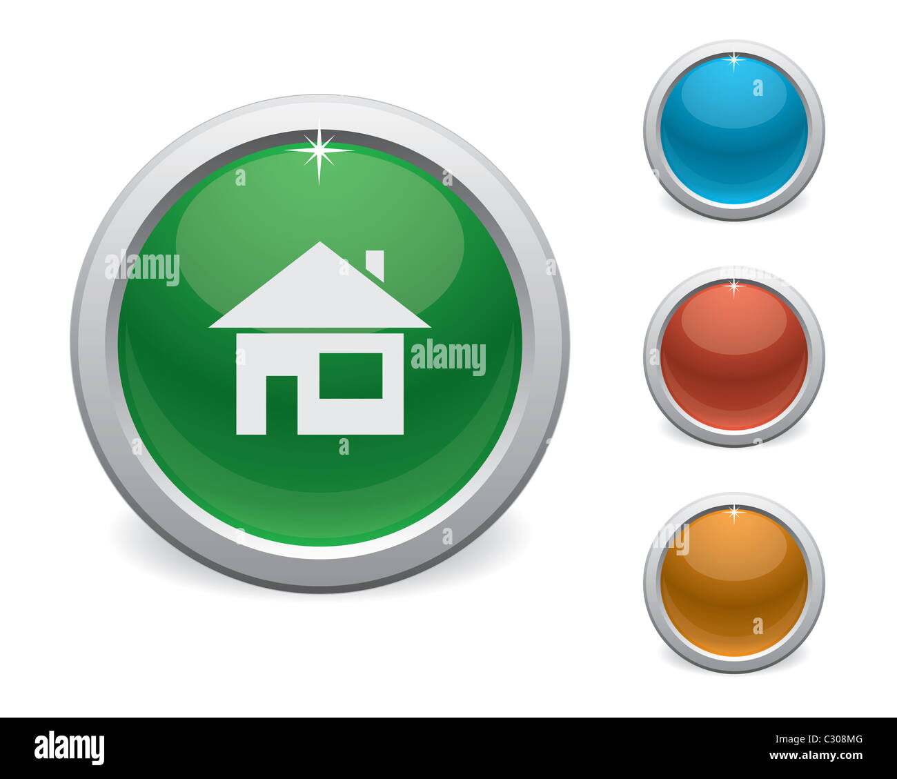 plastic shiny button with home symbol on white background Stock Photo ...