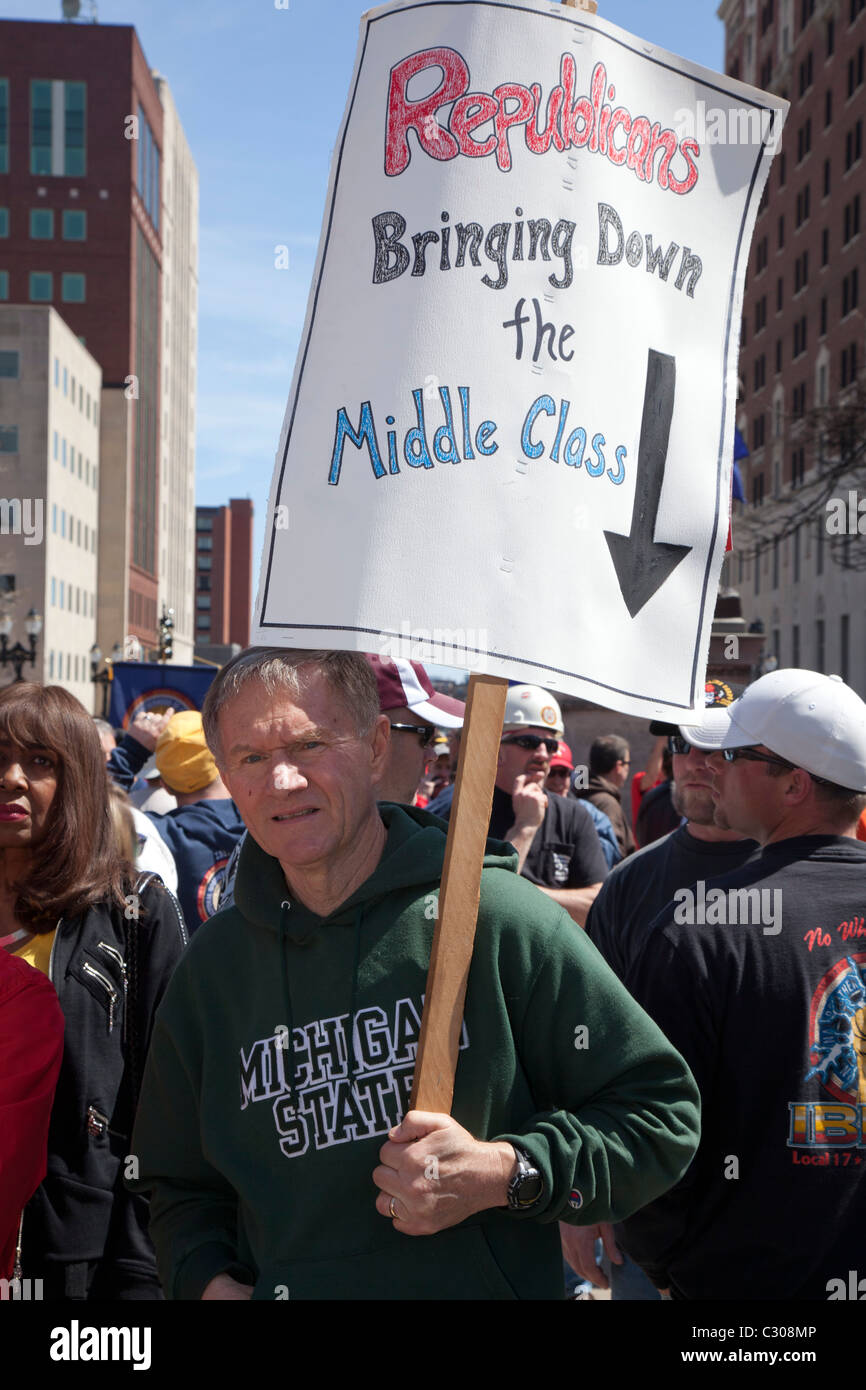 Workers Rally at State Capitol to Protest Budget Cuts Stock Photo - Alamy