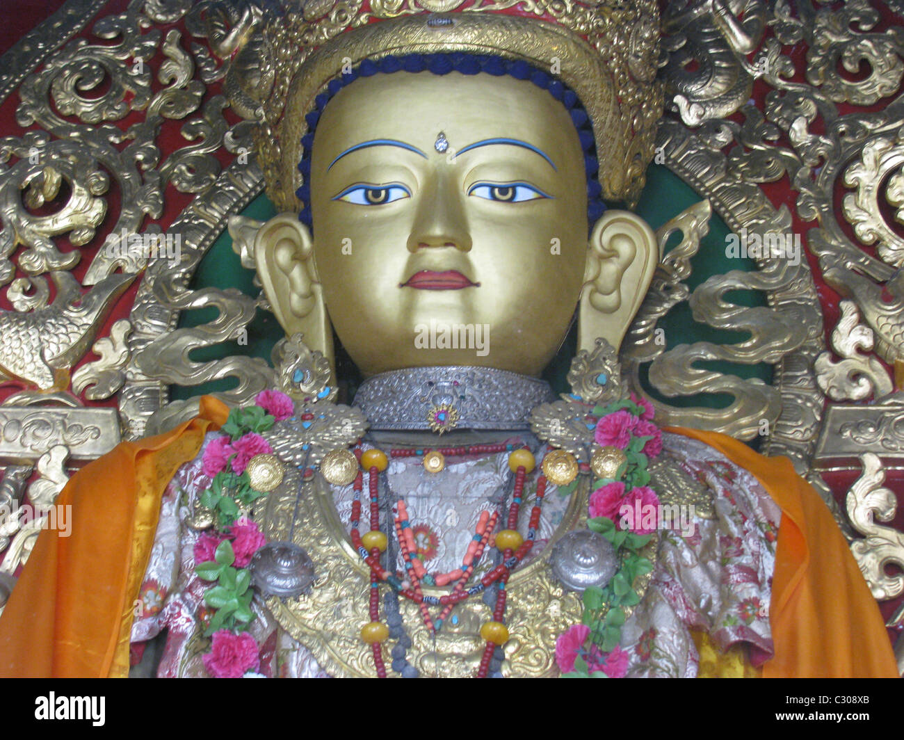 Golden Buddha statue in Swayambhunath (Monkey temple), Kathmandu, Nepal ...