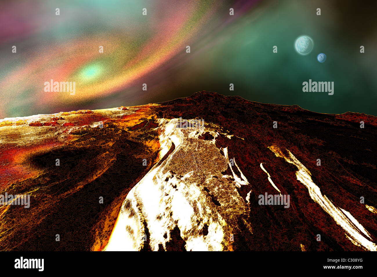Cosmic landscape of an alien planet Stock Photo - Alamy