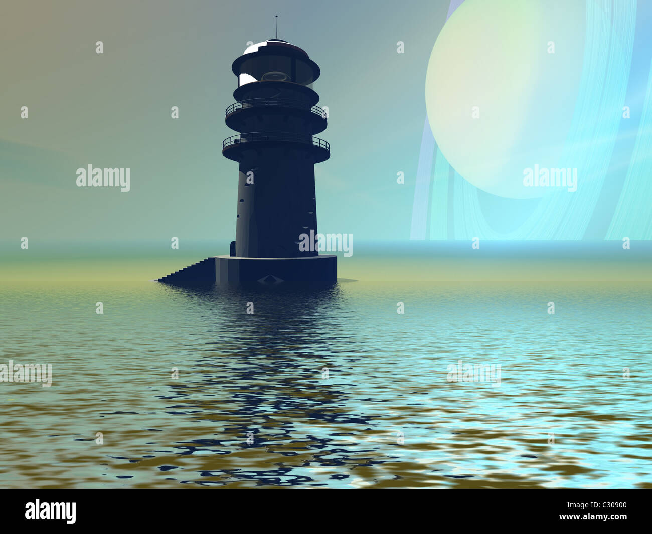 A lighthouse beacon on an alien planet Stock Photo - Alamy