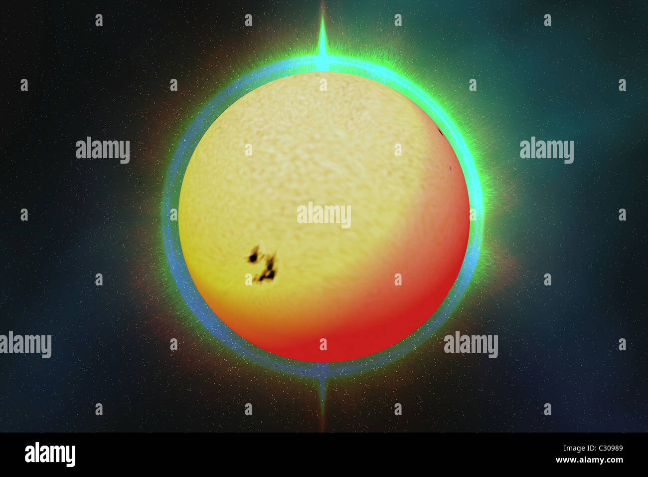 The sun with a colorful aura surrounding it Stock Photo - Alamy