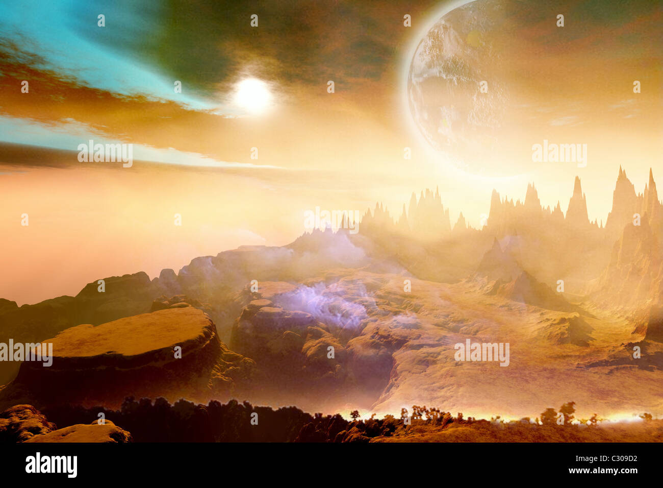 Cosmic landscape on another world Stock Photo - Alamy