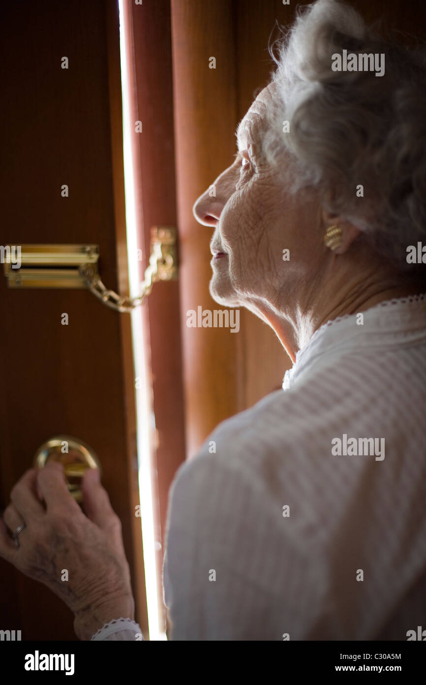 Locked door woman hi-res stock photography and images - Alamy
